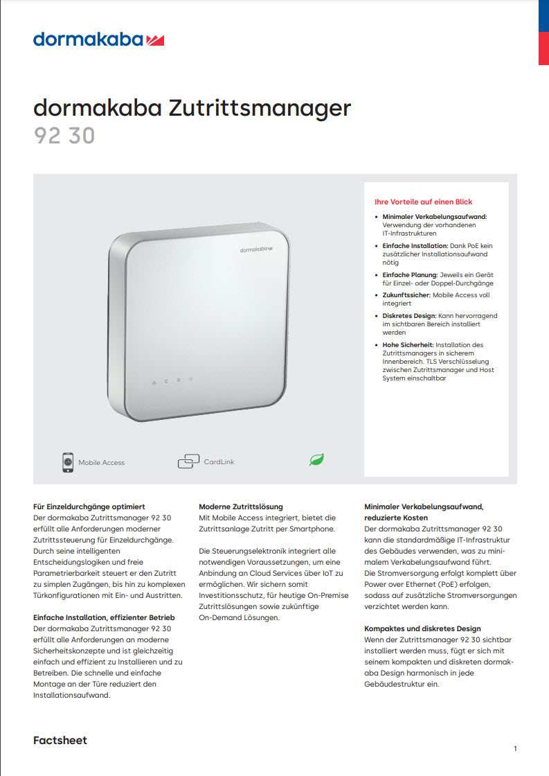 Besico AG, dormakaba Zutrittsmanager 92 30